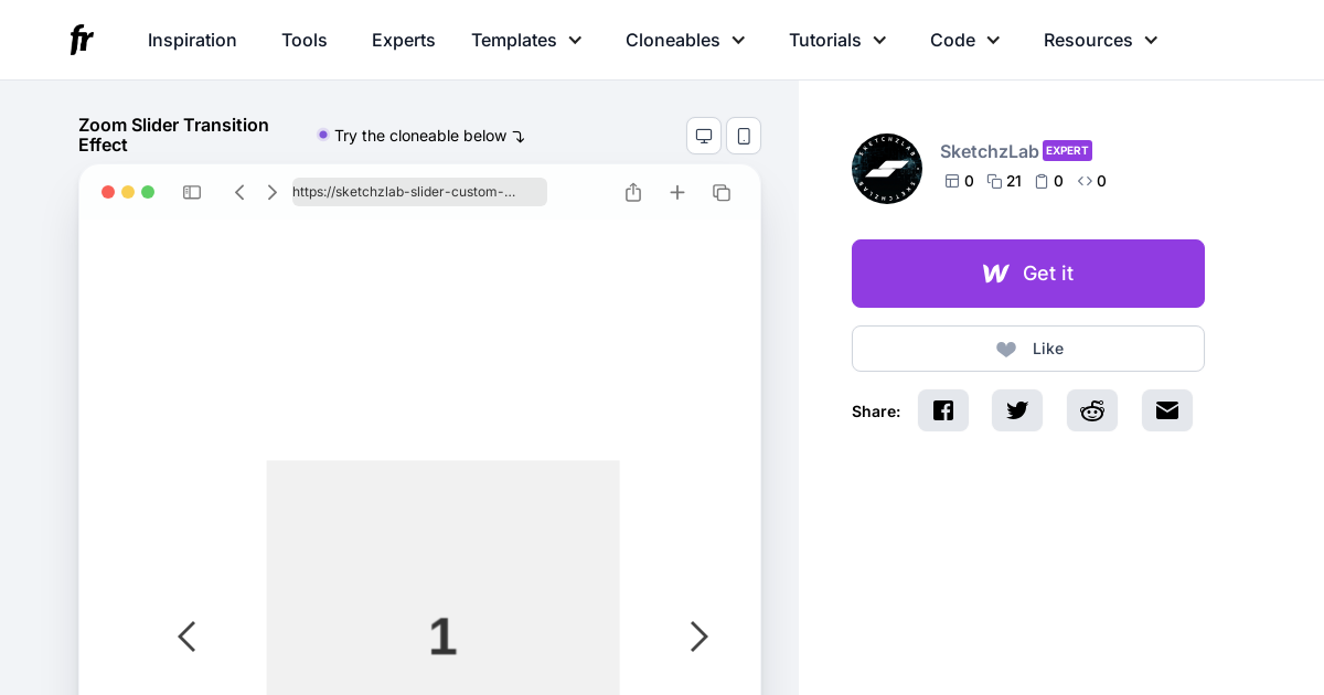 Zoom Slider Transition Effect Webflow Cloneable
