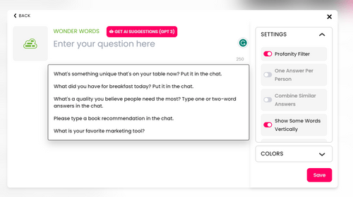 Zoom Word Clouds - beautiful chat-powered word clouds