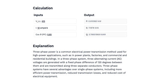 Calculate 3-Phase Electric Power | CalcTree