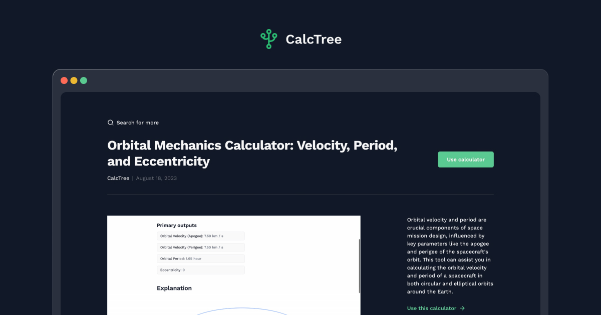Calculate Orbital Velocity, and Period | CalcTree