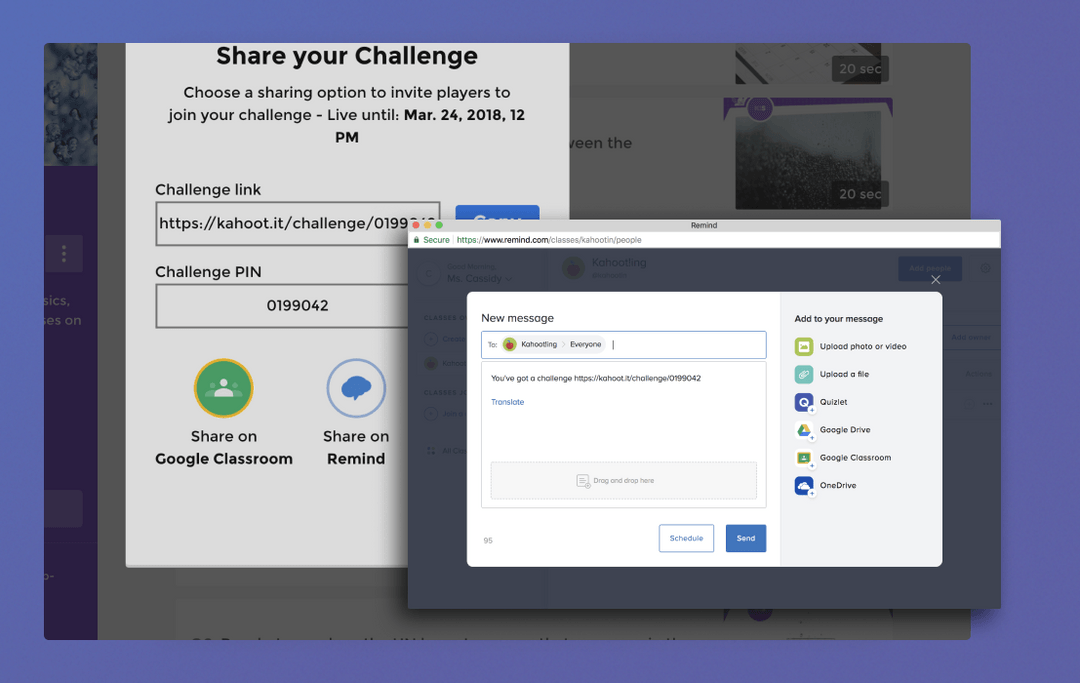 How to assign a challenge to your class on Remind—right from Kahoot ...