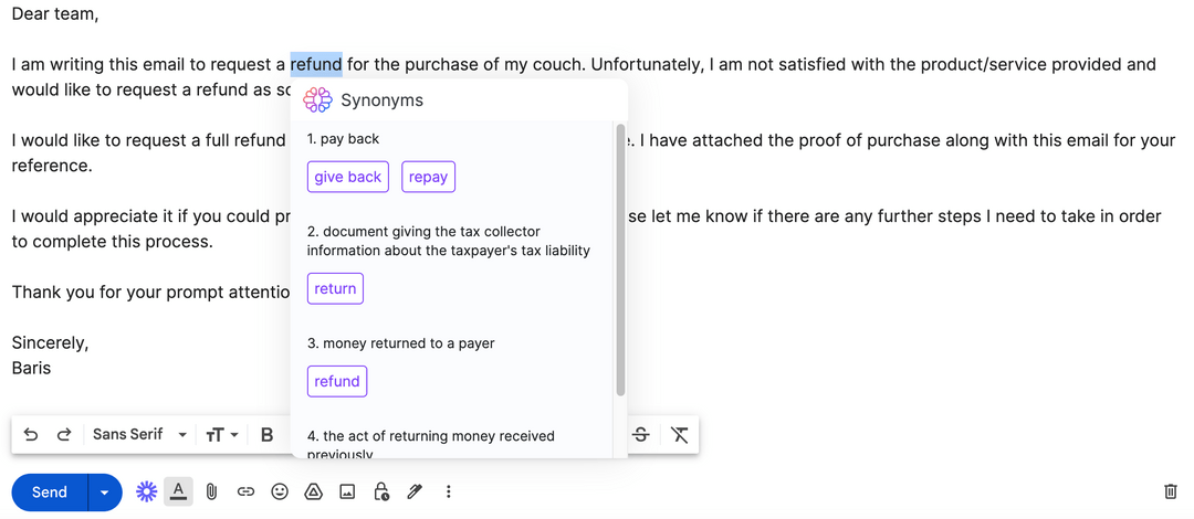 AI Synonym Tool by TextCortex