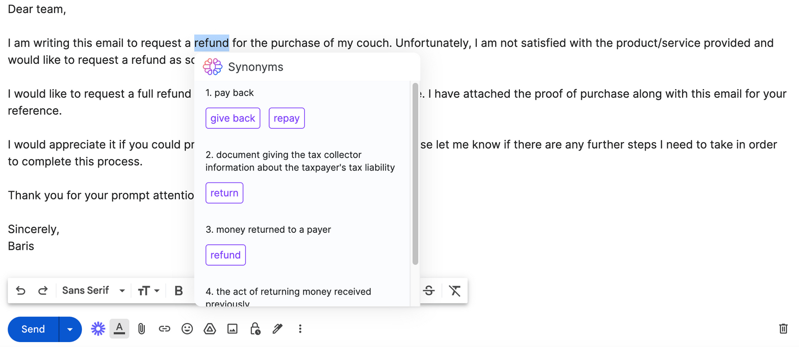 AI Synonym Tool by TextCortex