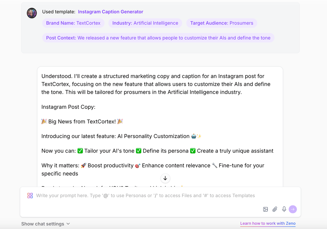Instagram Caption Generator by TextCortex
