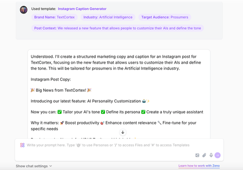 Generador de pies de foto de Instagram por TextCortex