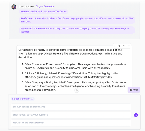 Slogan Generator by TextCortex