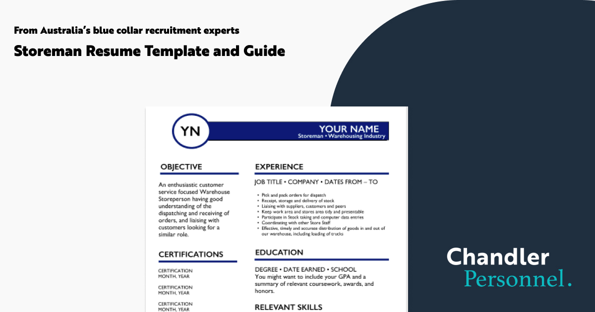 Storeman Resume Template and Guide