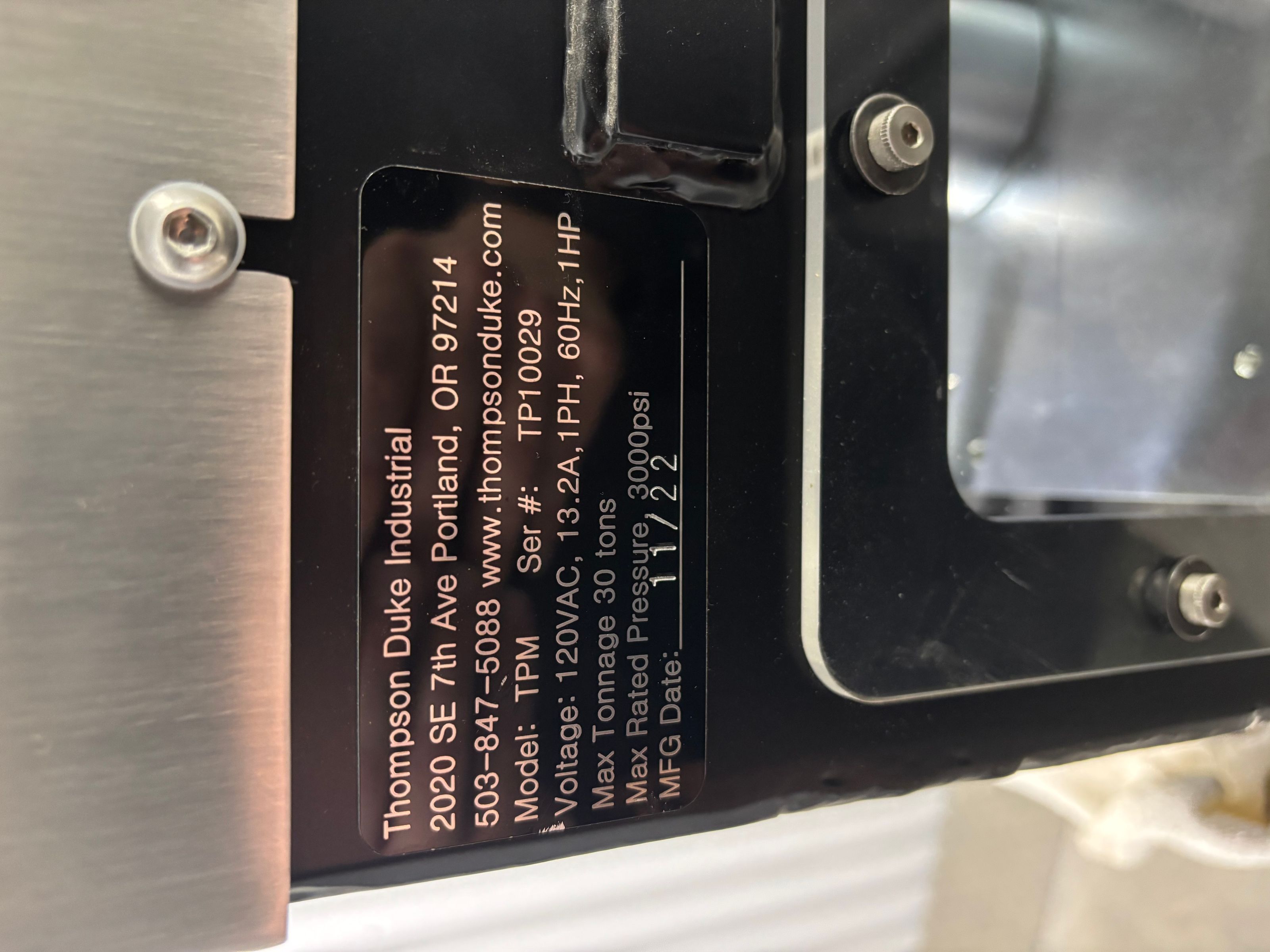 Thompson Duke Press Machine (TPM) - Urth & Fyre Equipment