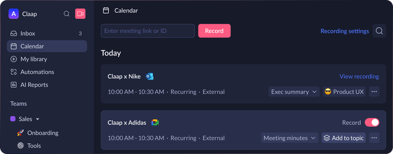 Claap - Your AI Sales Assistant