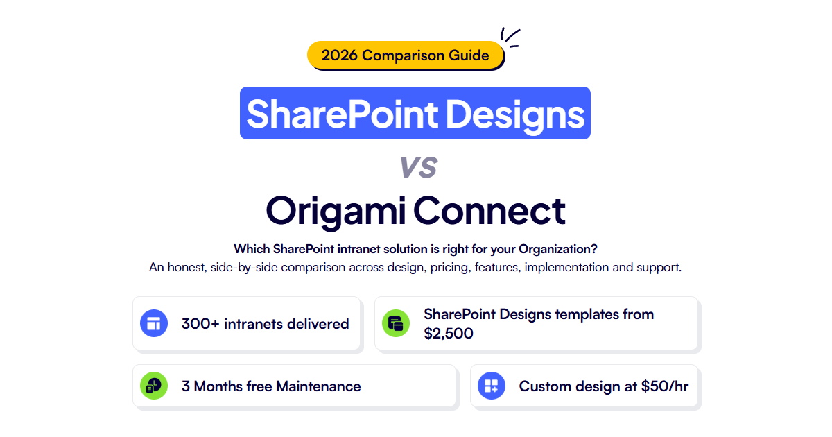 SharePoint Designs vs Origami Connect – Best SharePoint Intranet Solution