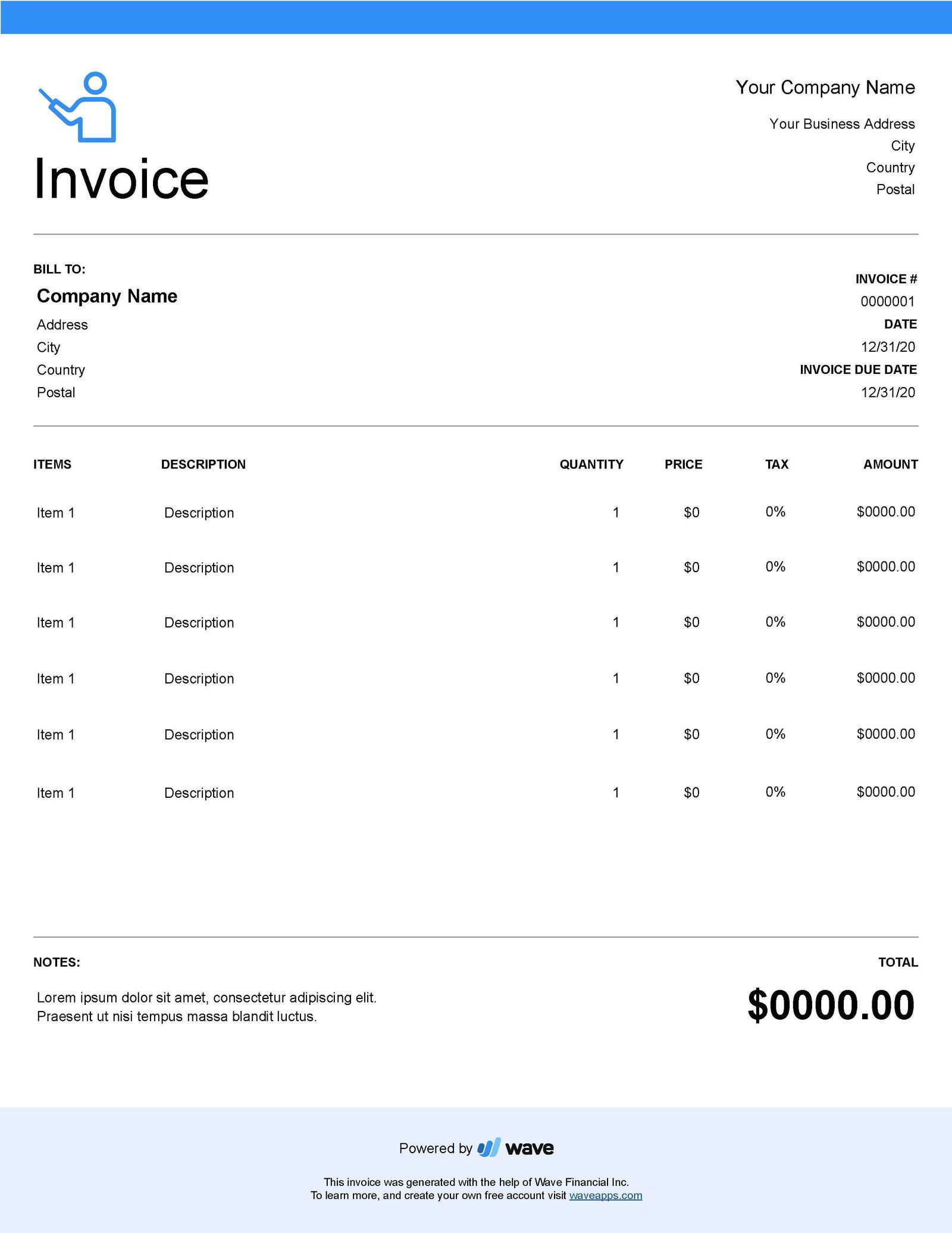 Teaching Invoice Template - Free Download