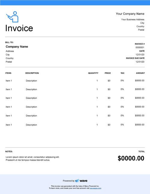 Teaching Invoice Template - Free Download