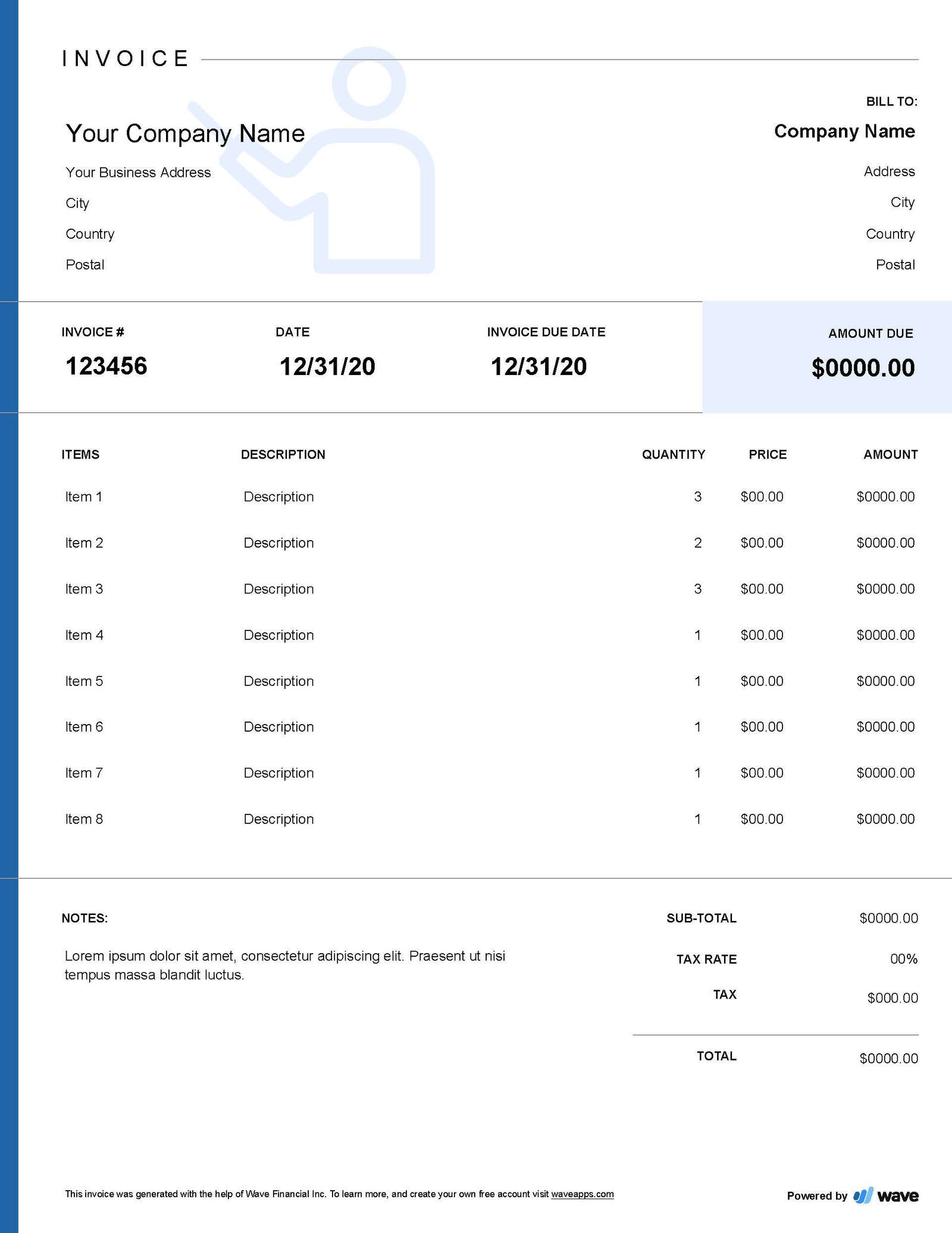 Teaching Invoice Template - Free Download