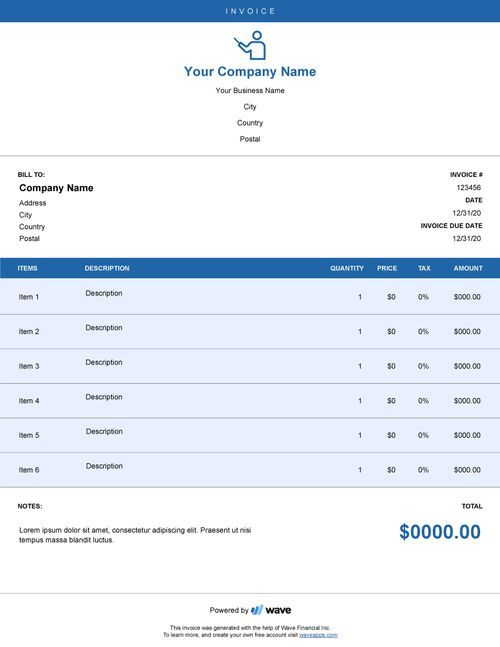 Teaching Invoice Template - Free Download