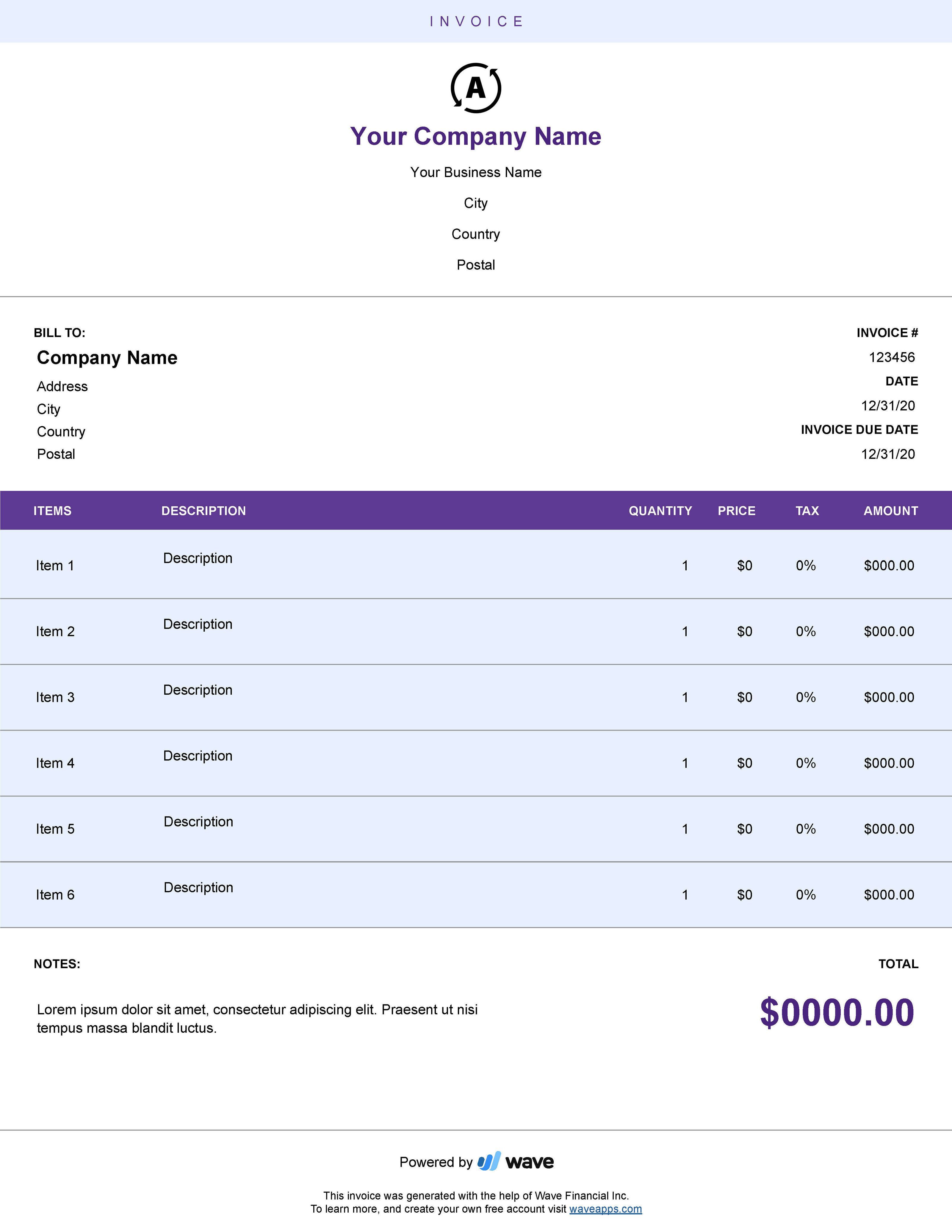Translation Invoice Template - Free Download