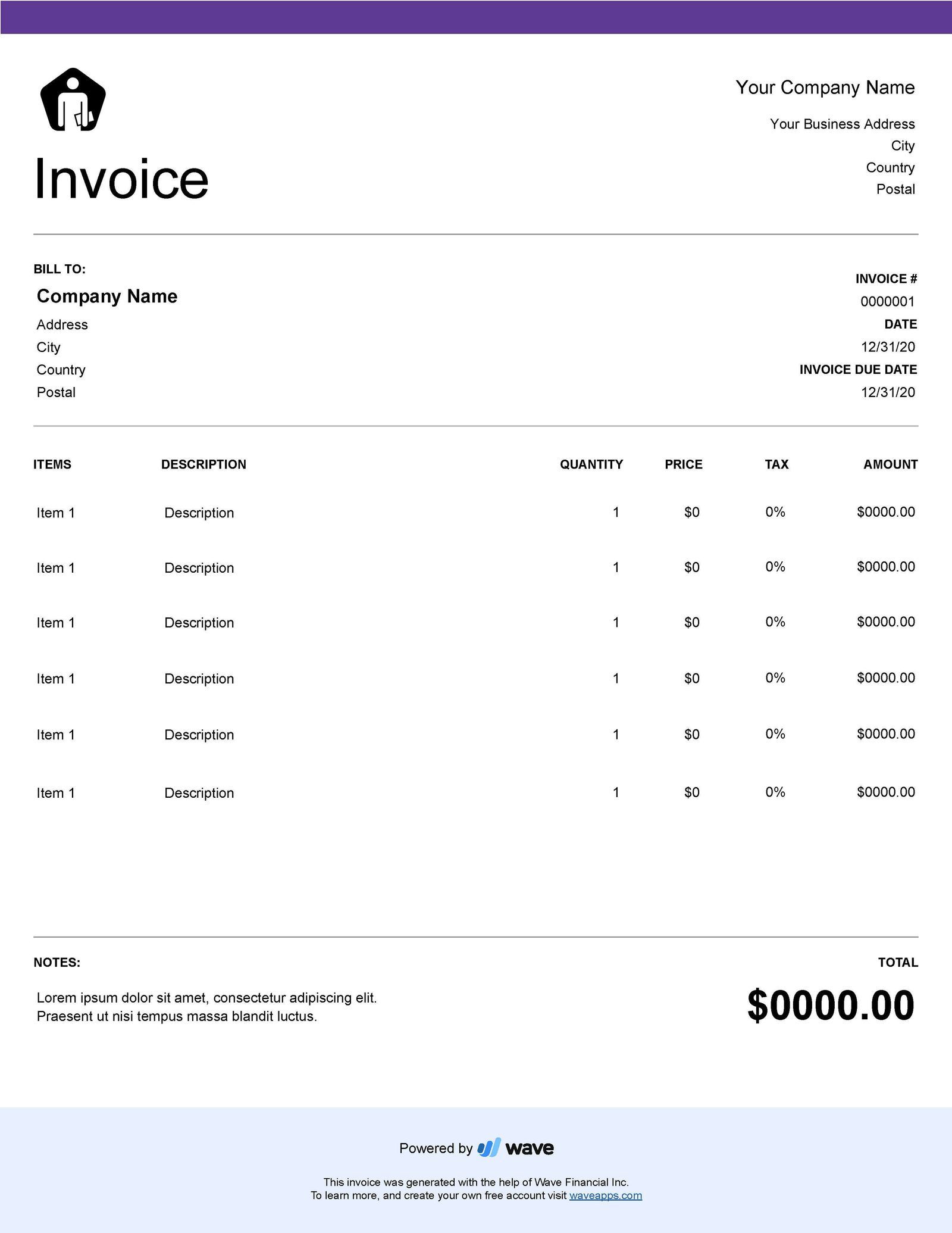 Professional Invoice Template - Free Download