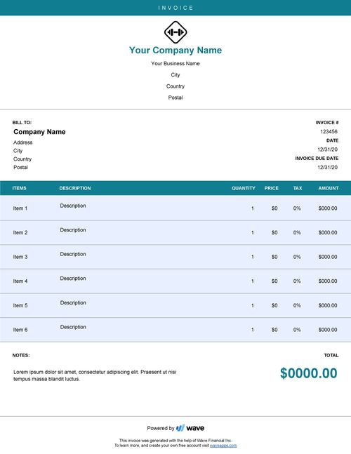 Personal Trainer Invoice Template - Free Download