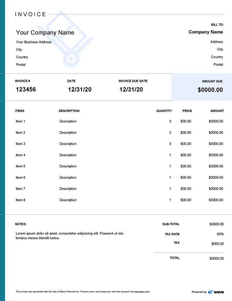 Freight Invoice Template - Wave Financial
