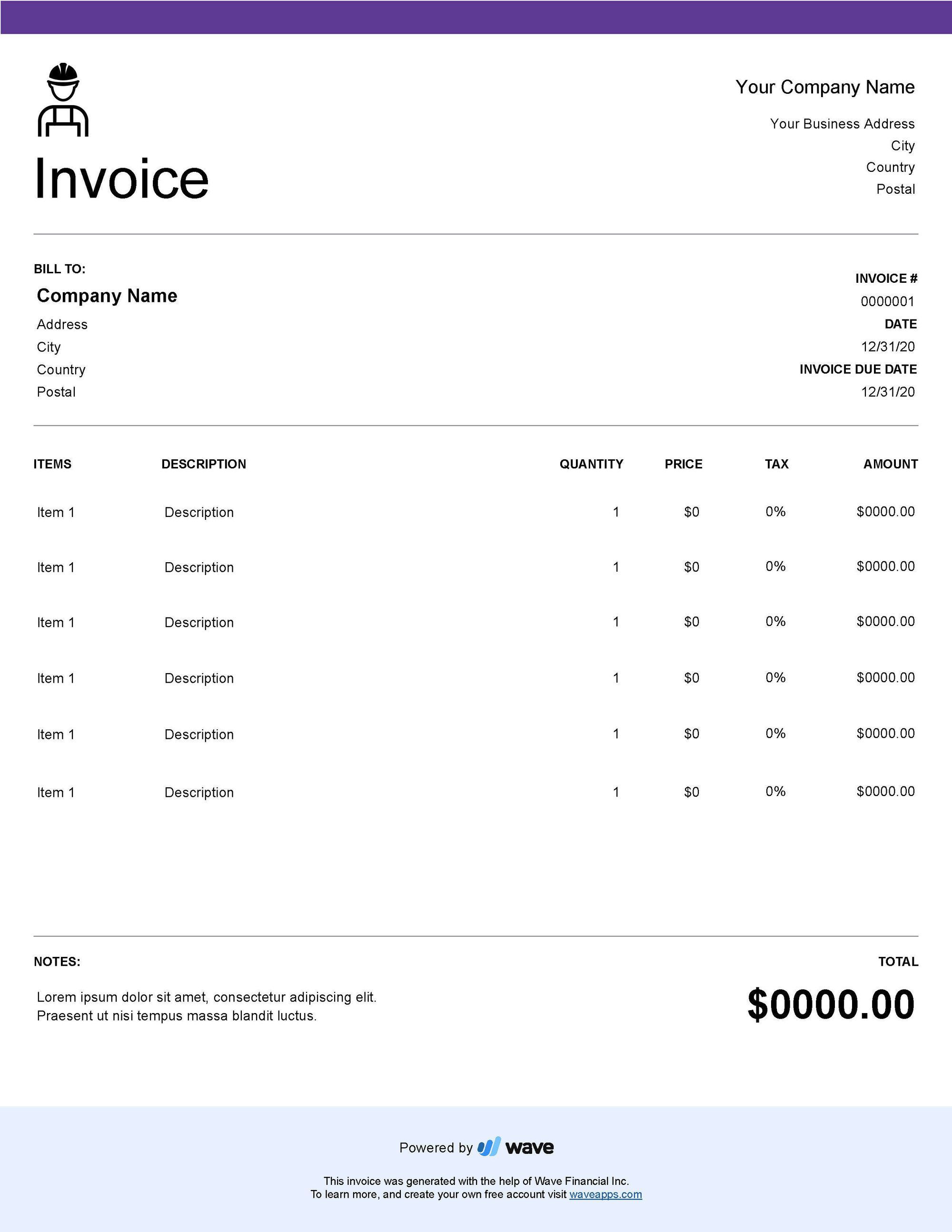 Subcontractor Invoice Template - Free Download
