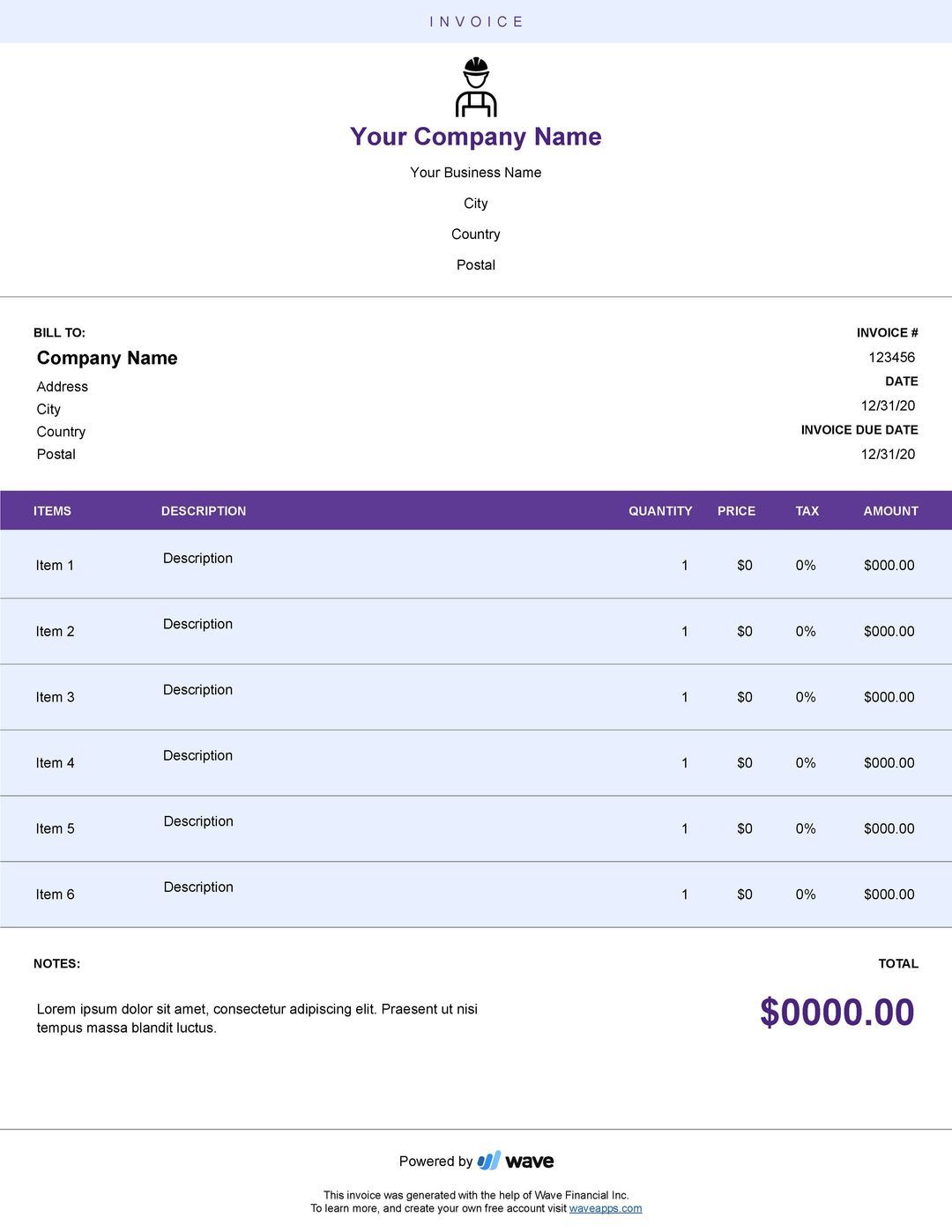 Subcontractor Invoice Template - Free Download