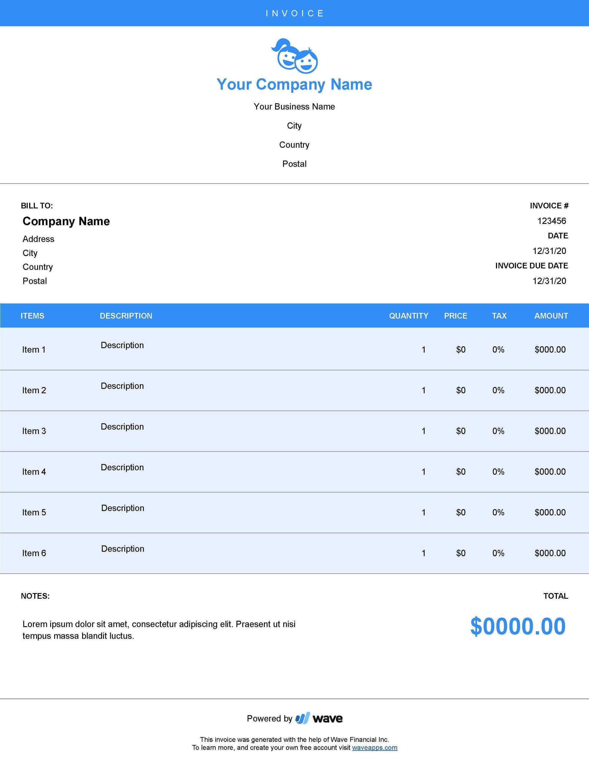 Daycare Invoice Template - Wave Financial