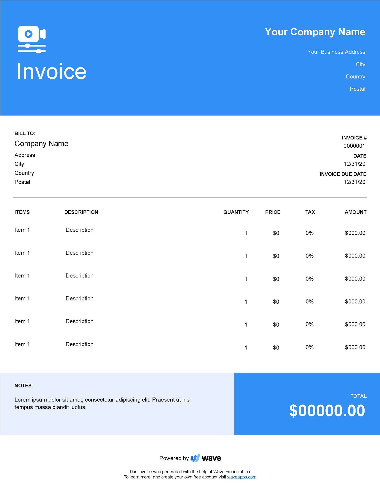 Video Production Invoice Template - Free Download