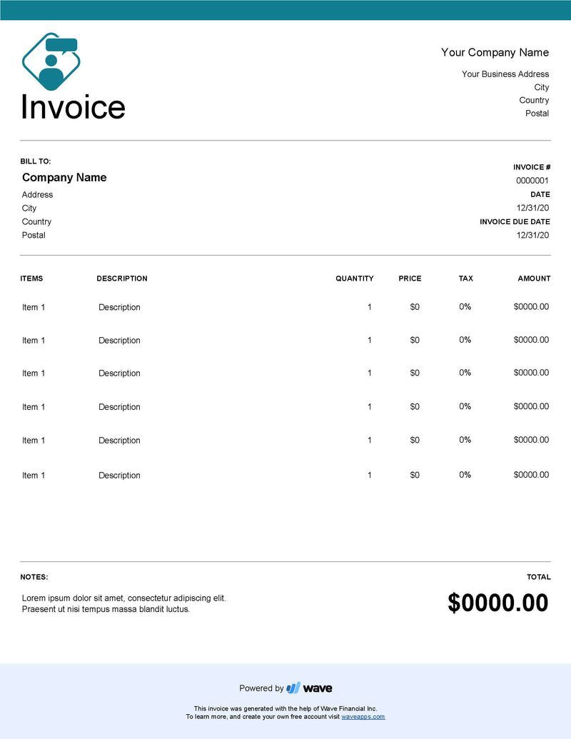 Consulting Invoice Template - Wave Financial