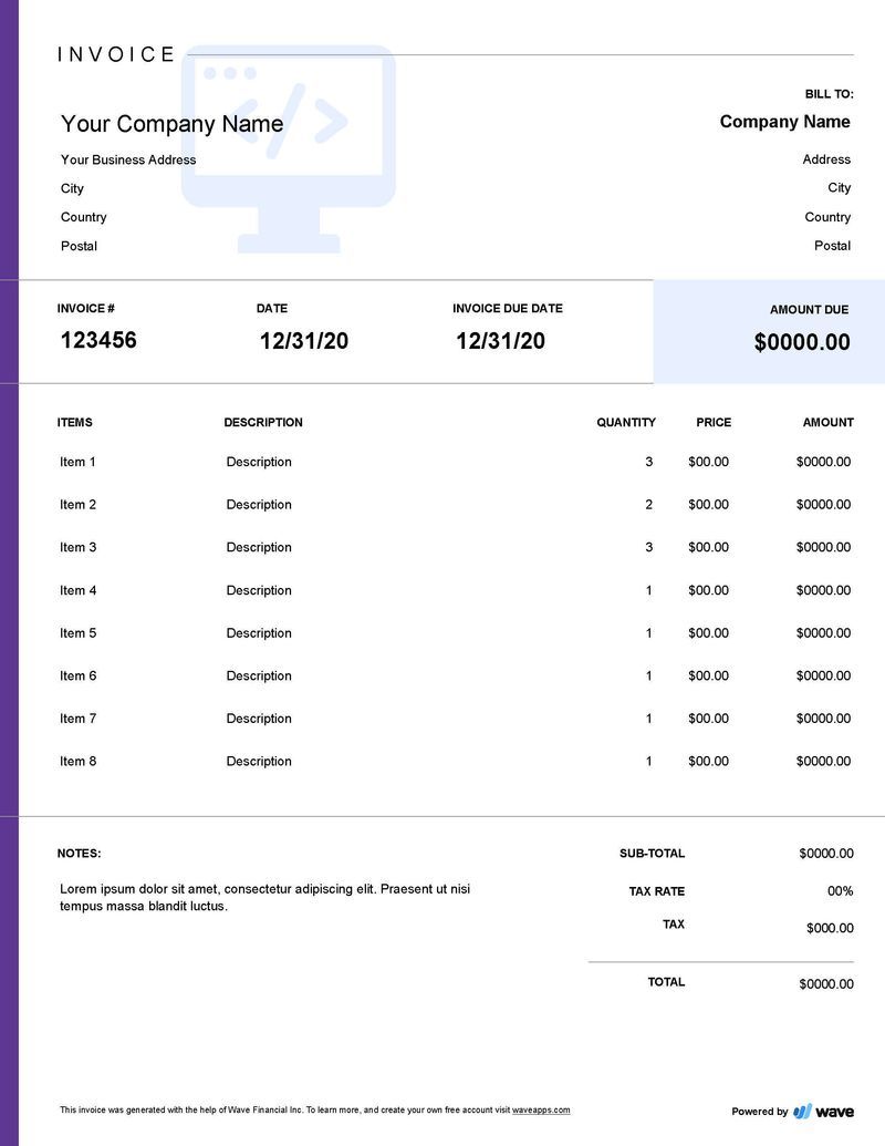 Web Development Invoice Template - Free Download