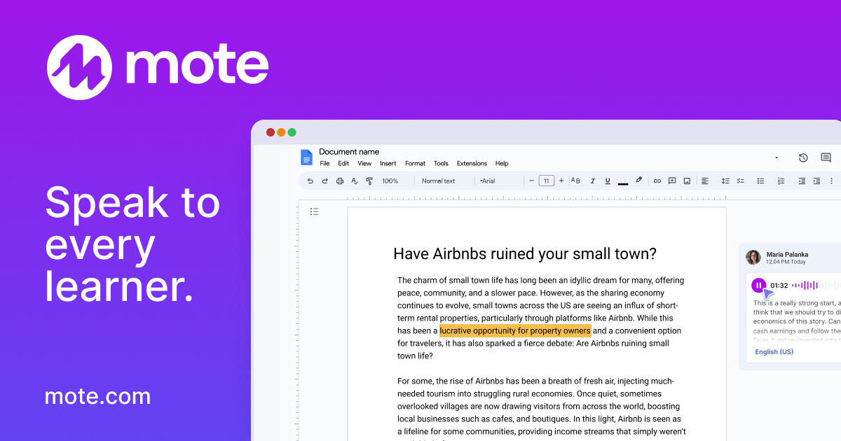 Features of the Mote Voice Recorder and Chrome Extension