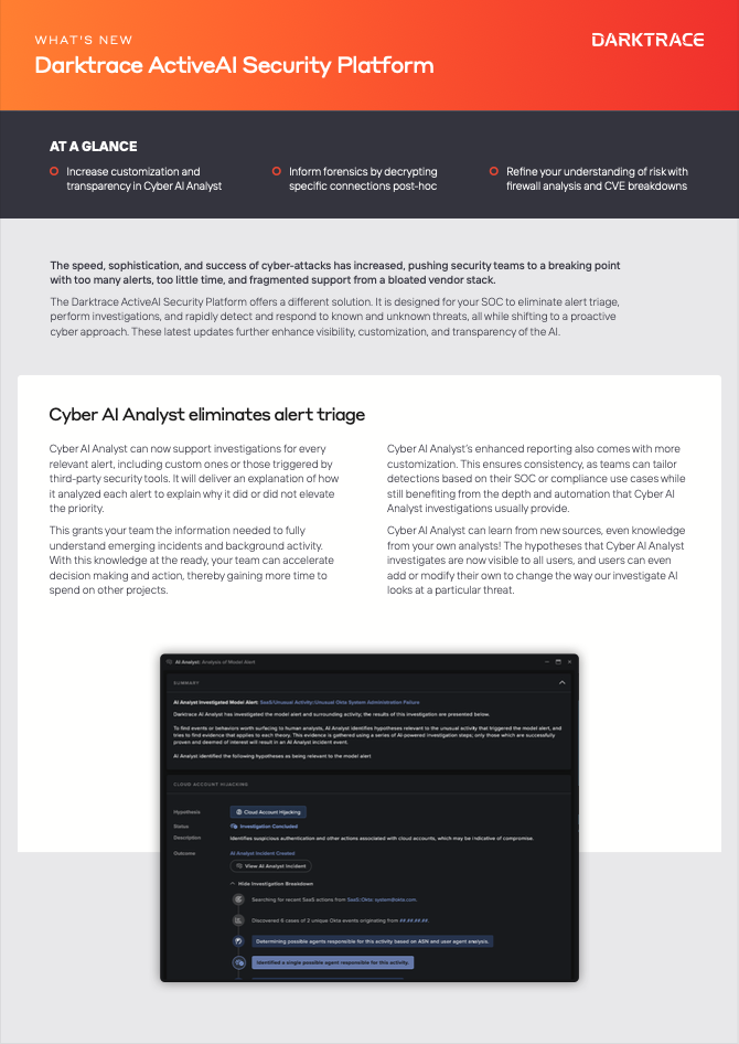 What's New with Darktrace ActiveAI Platform Security | Resources ...