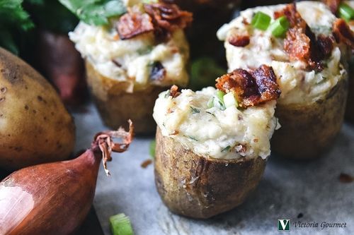 Loaded Twice Baked Potatoes - Victoria Gourmet Loaded Twice Baked Potatoes - Victoria Gourmet
