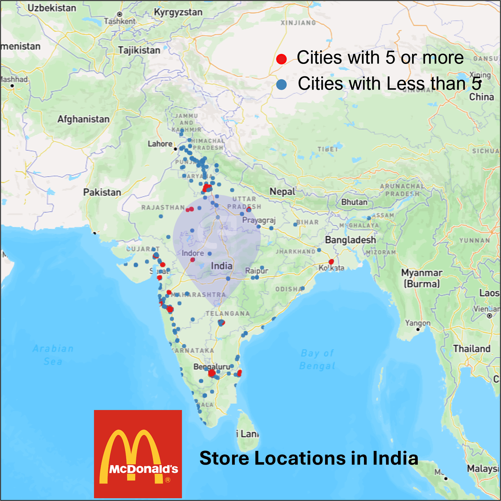 Number of McDonald's Store locations in India in 2024