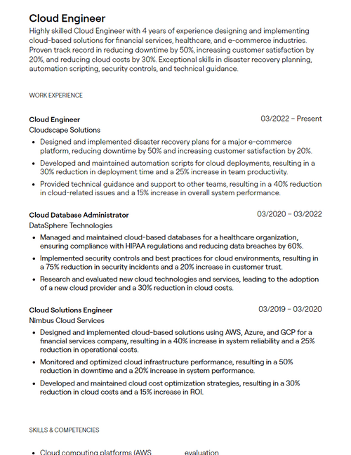 2025 Azure Cloud Engineer Resume Example (+Free Template)