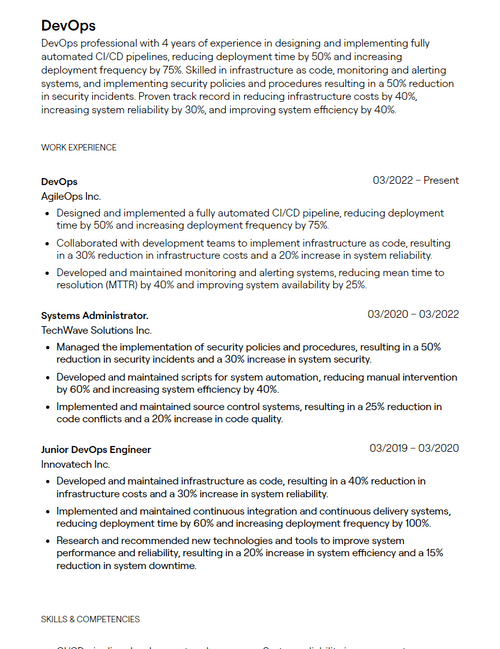 2025 Azure DevOps Engineer Resume Example (+Free Template)