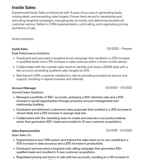 5+ Inside Sales Resume Examples [with Free Templates]