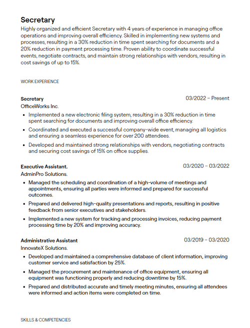 12+ Secretary Resume Examples [with Free Templates]