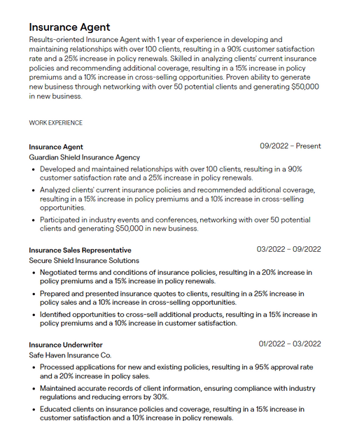 1+ Insurance Agent Resume Examples [with Free Templates]