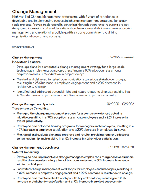 6+ Change Management Resume Examples [with Free Templates]