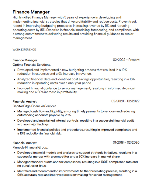 7+ Finance Manager Resume Examples [with Free Templates]