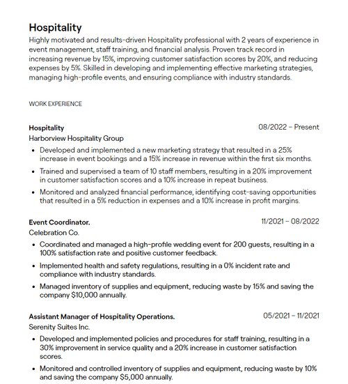 4+ Hospitality Resume Examples [with Free Templates]