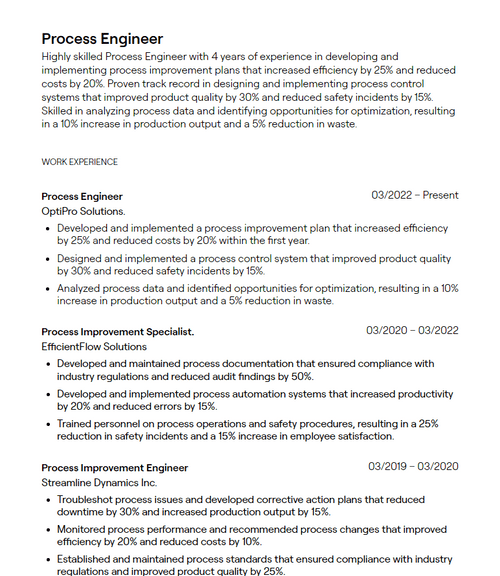 7+ Process Engineer Resume Examples [with Free Templates]