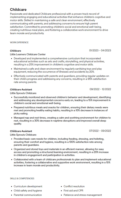 4+ Childcare Resume Examples [with Free Templates]