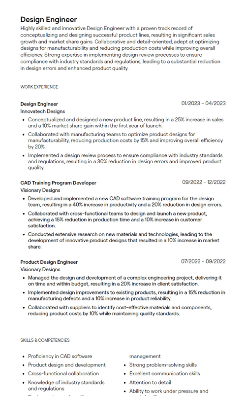 10+ Design Engineer Resume Examples [with Free Templates]