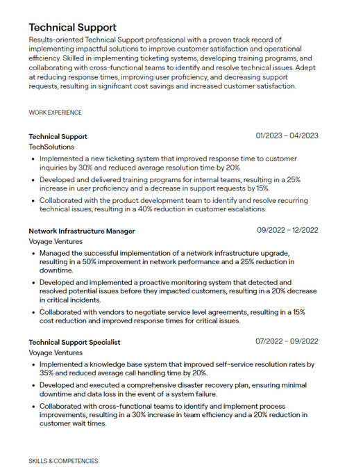 5+ Technical Support Resume Examples [with Free Templates]