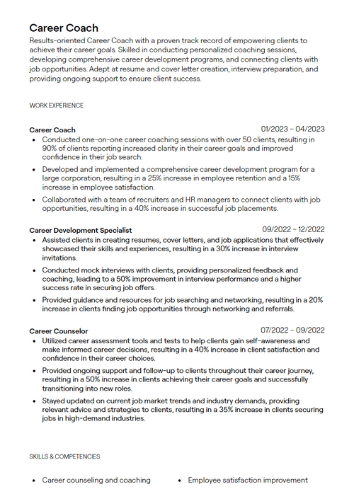 3+ Career Coach Resume Examples [with Free Templates]