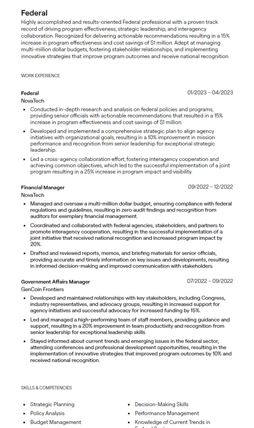 1+ Federal Resume Examples [with Free Templates]