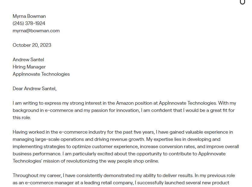 1 Amazon Cover Letter Examples with In Depth Guidance 1 Amazon Cover Letter Examples with In Depth Guidance