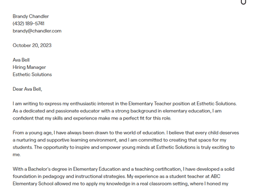 2025 ESL Teacher Cover Letter Example (+Free Template)