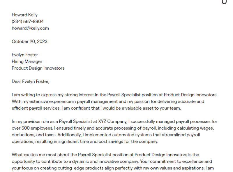 3+ Payroll Specialist Cover Letter Examples (with In-Depth Guidance)
