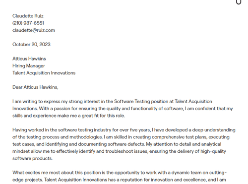 5+ Software Testing Cover Letter Examples (with In-Depth Guidance)